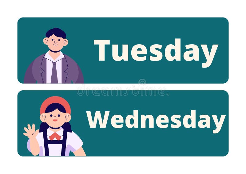 Green Days of the Week Flashcards - 2 Stock Illustration - Illustration ...