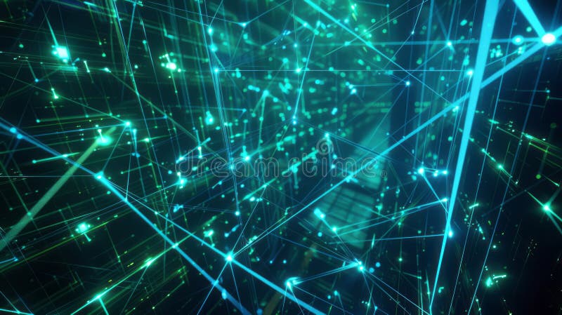 Blue and Green Network Lines Form Stock Illustration - Illustration of ...