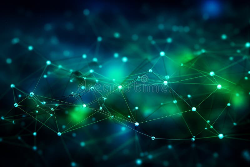 Blue and Green Network Lines Form a Futuristic Stock Illustration ...