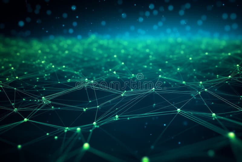 Blue and Green Network Lines Form a Futuristic Stock Illustration ...