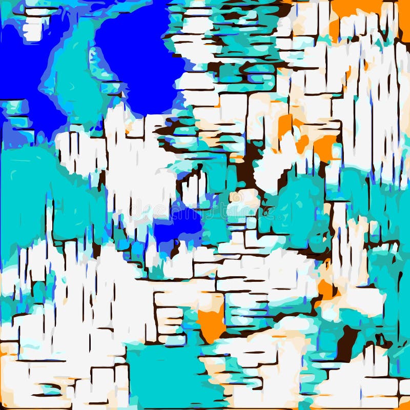 Blue Green and Orange Drawing Abstract Stock Illustration ...