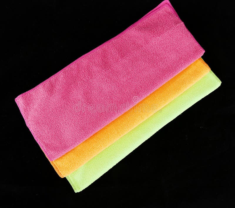 Blue, Green, Orange and Pink Microfiber Cleaning Cloths, Stock Photo ...