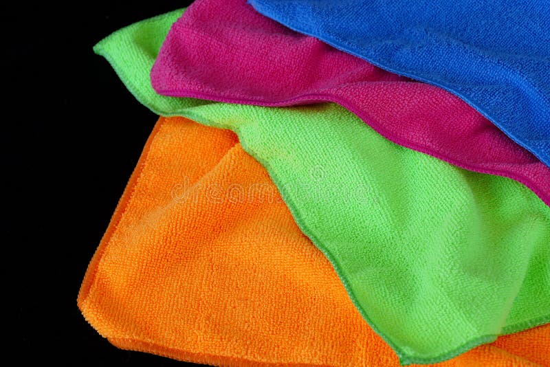 Blue, Green, Orange and Pink Microfiber Cleaning Cloths, Stock Image ...