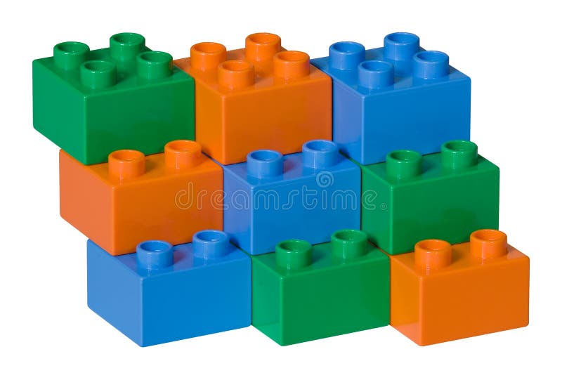Blue, Green and Orange Plastic Toy Bricks Stock Photo - Image of ...