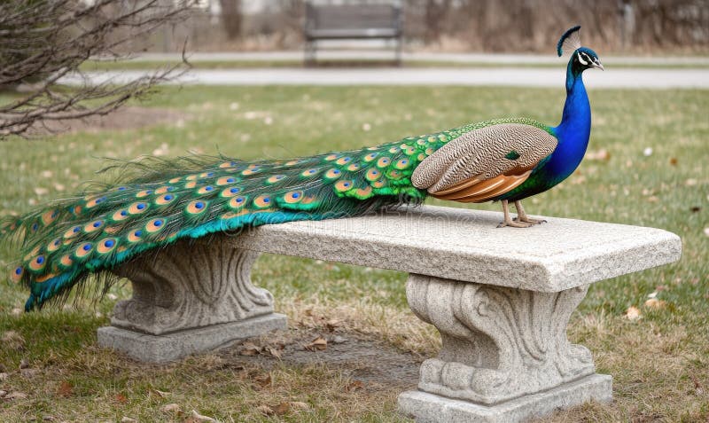 Blue Green Peacock Standing Bench Stock Photos - Free & Royalty-Free ...