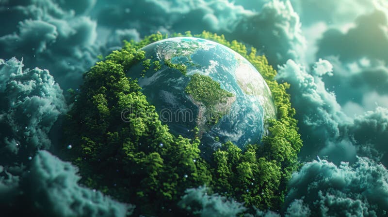 A Blue-green Planet Symbolizing Environmental Protection. Stock ...