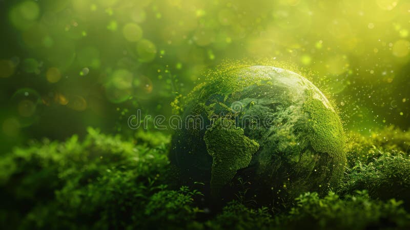 A Blue-green Planet Symbolizing Environmental Protection. Stock ...