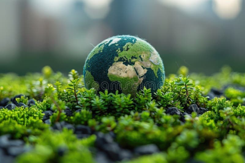 A Blue-green Planet Symbolizing Environmental Protection. Stock ...