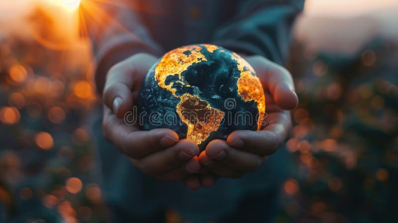 A Blue-green Planet Symbolizing Environmental Protection. Stock ...