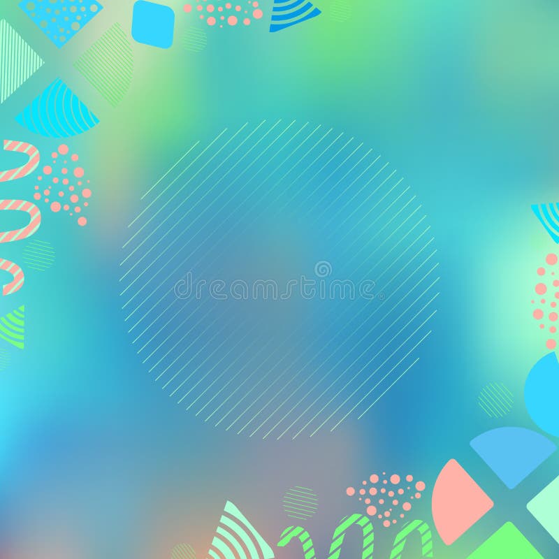 Blue Green Poster with Abstract Shapes in Corners Stock Illustration ...