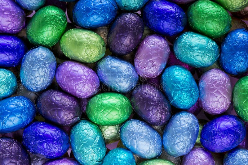 Blue, Green and Purple Chocolate Easter Eggs Stock Photo - Image of ...