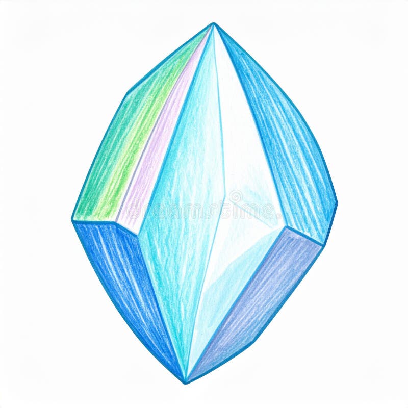 Blue Green Purple Faceted Crystal Drawing Stock Photo - Illustration of ...