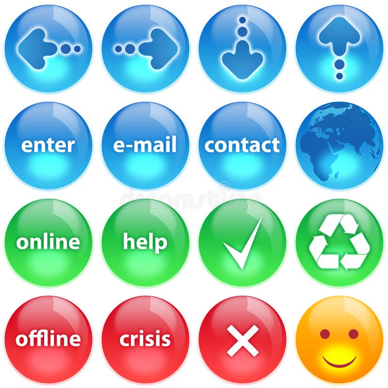 Blue, Green and Red Buttons Collection Set Stock Illustration ...