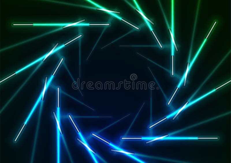 Blue Green Round Neon Laser Lines Abstract Background Stock Vector ...