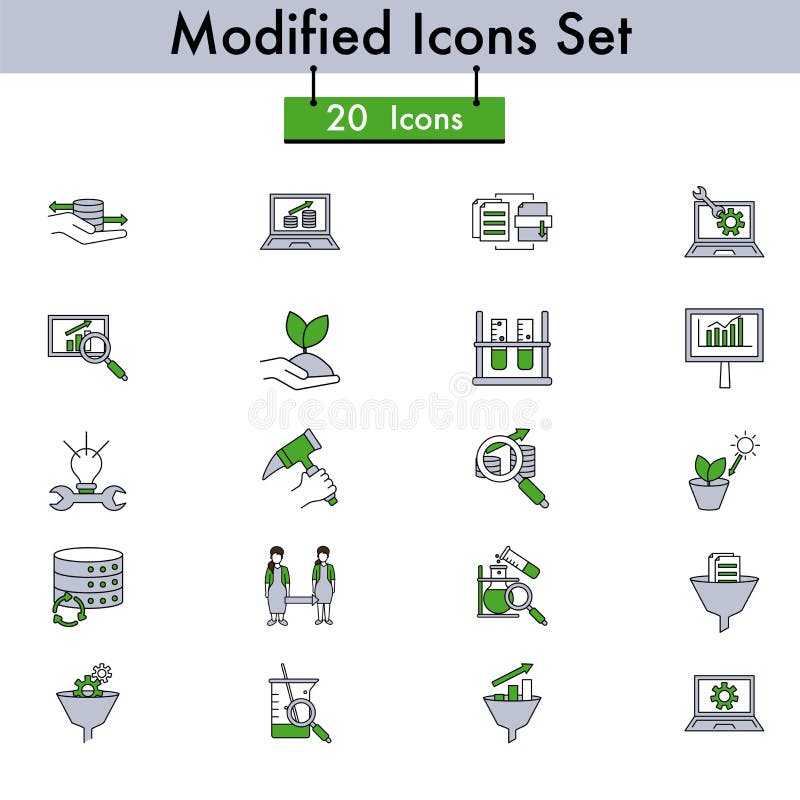 Blue and Green Set of Modified Flat Icons or Symbols Stock Illustration ...