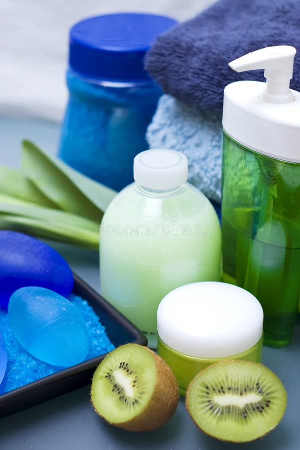Blue and green spa stock image. Image of fruit, flower - 4392707