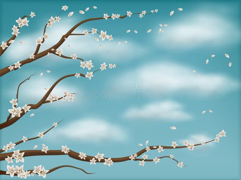 Blue Green Spring Blossom Background Stock Vector - Illustration of ...