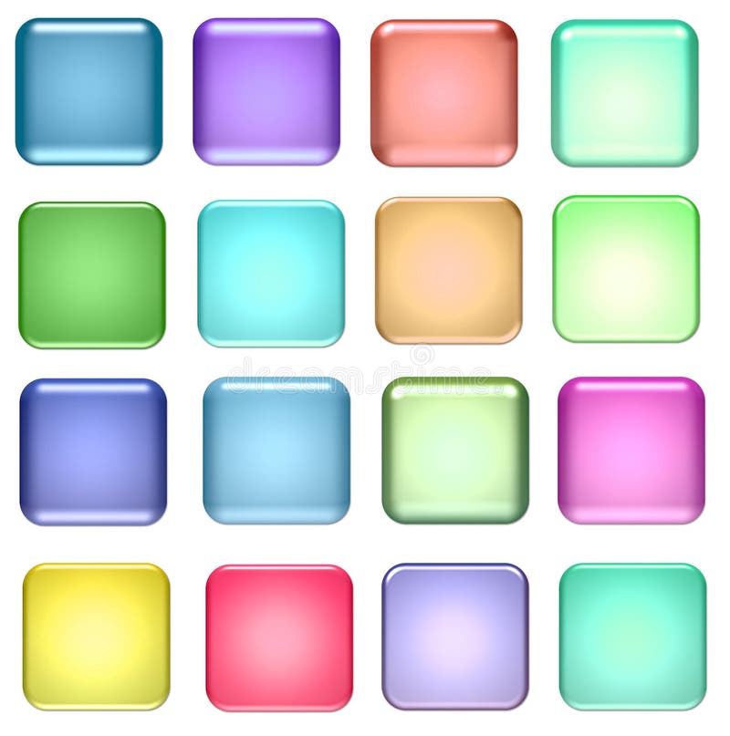 Blue and Green Square Glass Buttons Stock Illustration - Illustration ...