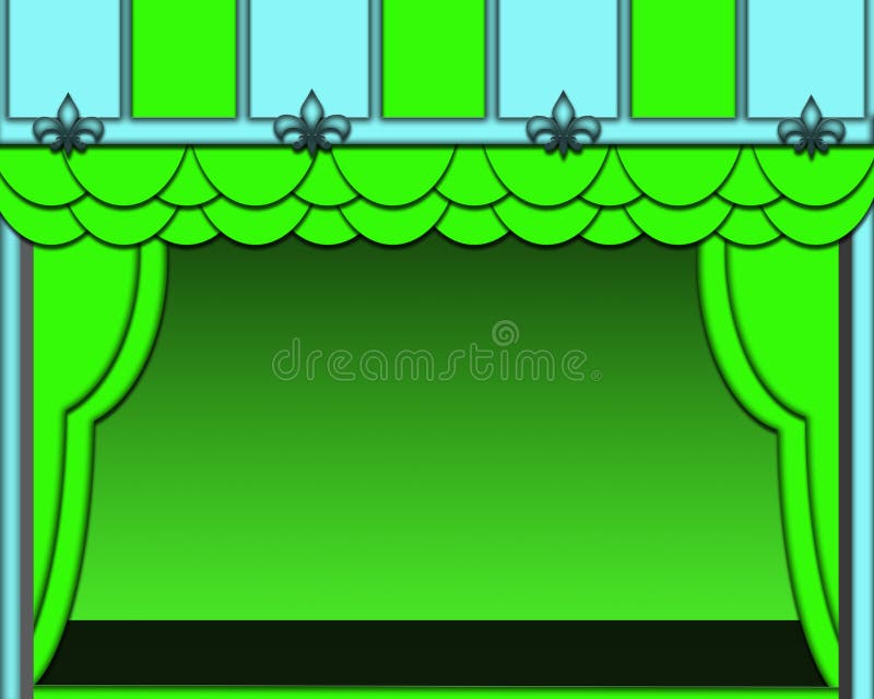 Blue and Green Stage with Green Stage Lights Stock Illustration ...