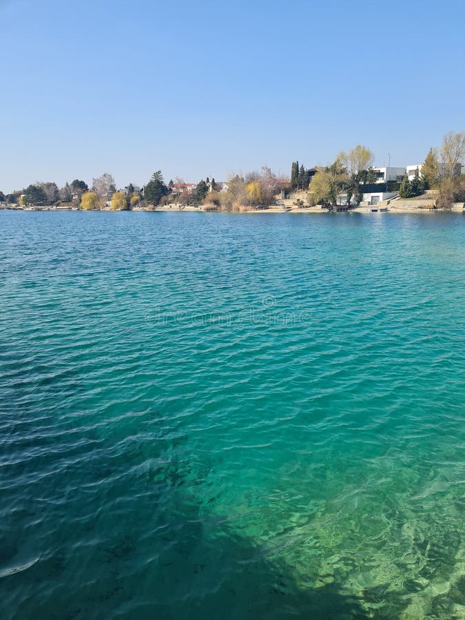 Blue Green Water Table Tree Terrain Sea Stock Image - Image of lake ...