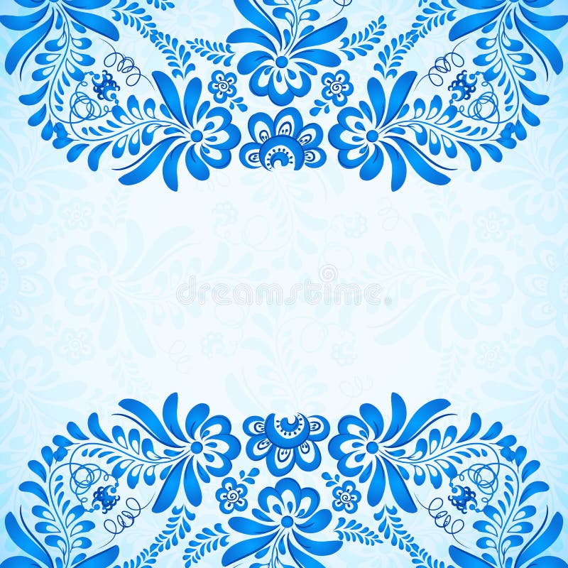 Blue Greeting Card Template with Floral Pattern in Stock Vector ...