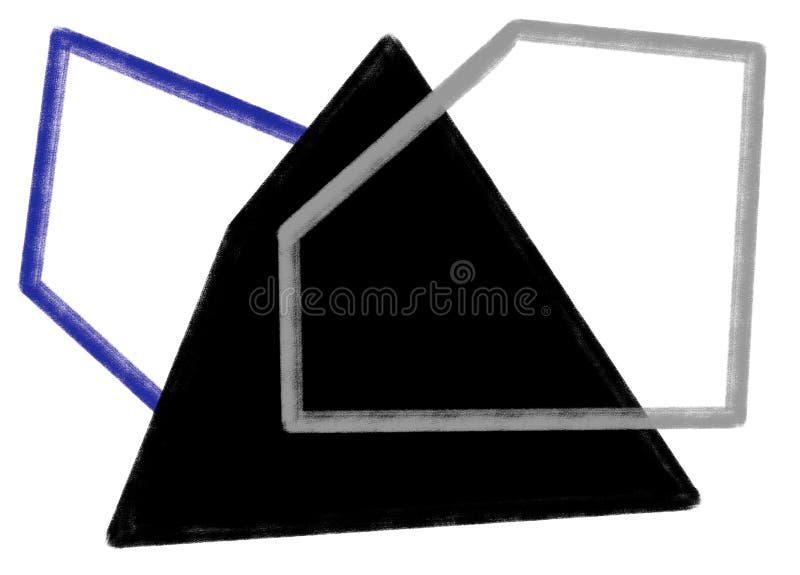 Blue Grey Black Geometric Minimal Style Element Hand Drawn Illustration ...