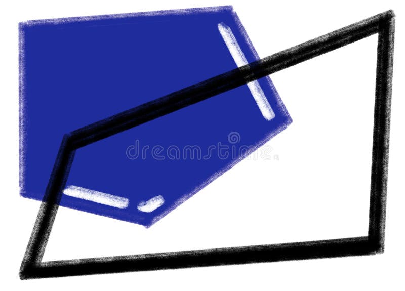 Blue Grey Black Geometric Minimal Style Element Hand Drawn Illustration ...