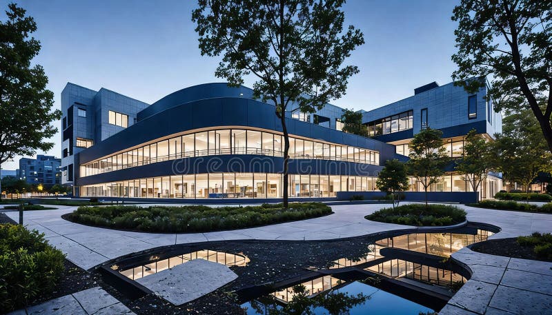 Blue and Grey Building Surrounded by Trees during Dusk, AI-generated ...