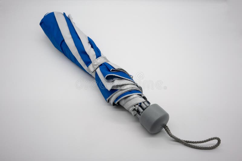 Blue and Grey Compact Umbrella Isolated on White Stock Image - Image of ...
