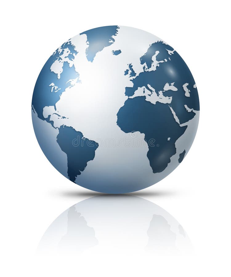 Blue Earth Globe Isolated on White Background Stock Illustration ...