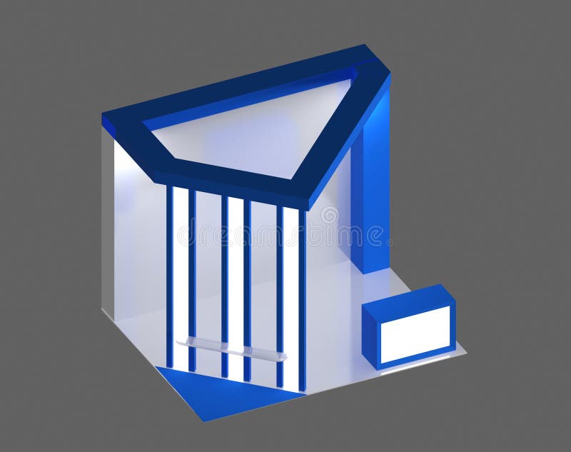Blue and Grey Exhibition Stand 3d Rendering Stock Illustration ...