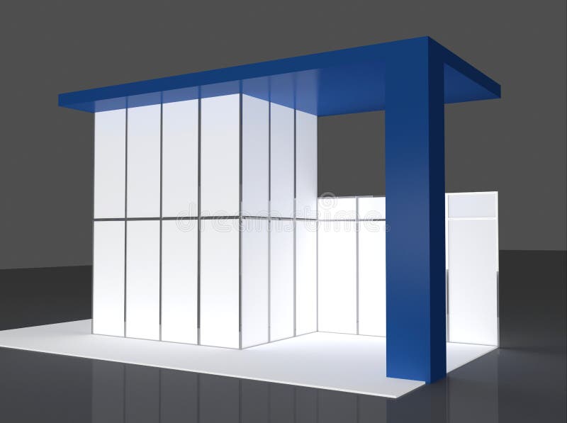Blue and Grey Exhibition Stand 3d Rendering Stock Illustration ...