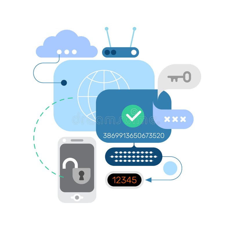 Cyber Security and Electronic Devices Stock Vector - Illustration of ...