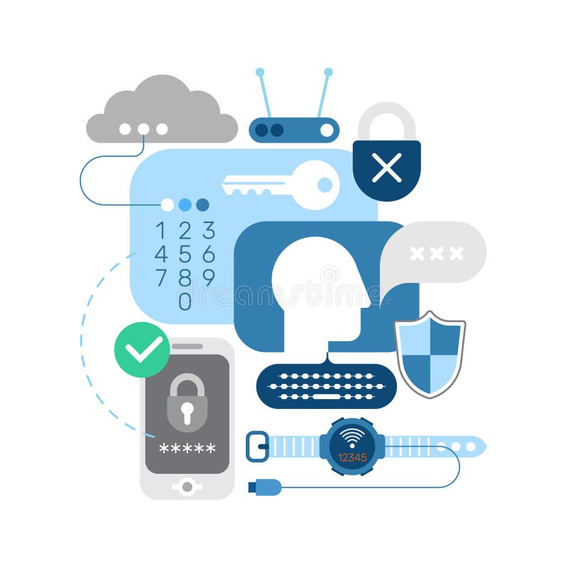 Cyber Security and Electronic Devices Stock Vector - Illustration of ...