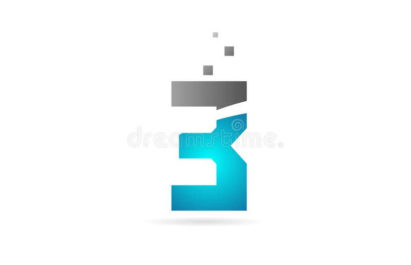 Blue Grey Number 3 for Logo Icon Design Stock Vector - Illustration of ...