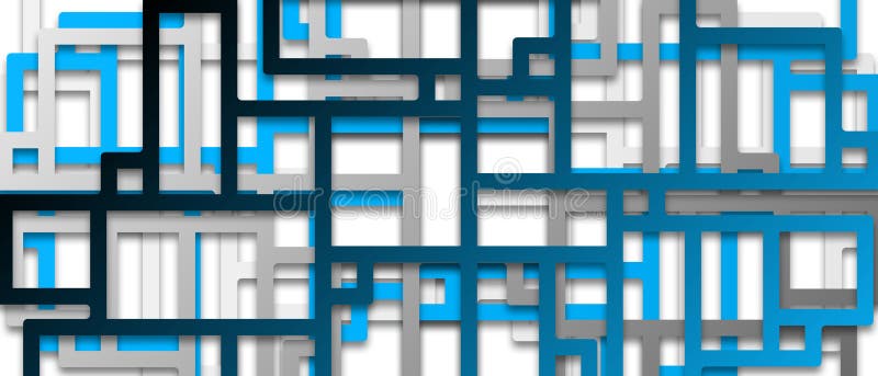 Blue and Grey Papercut Geometry Banner Design Stock Illustration ...