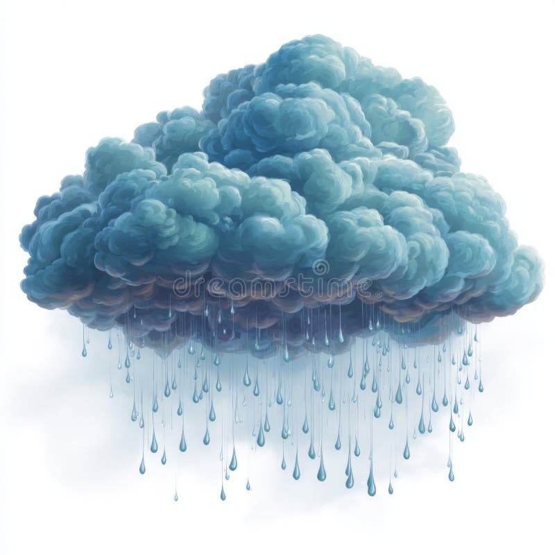 Blue and Grey Rain Cloud Digital Illustration Stock Illustration ...