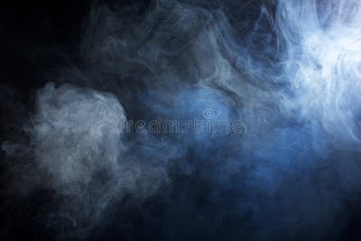 Blue/Grey Smoke on Black Background Stock Photo - Image of spooky, mist ...