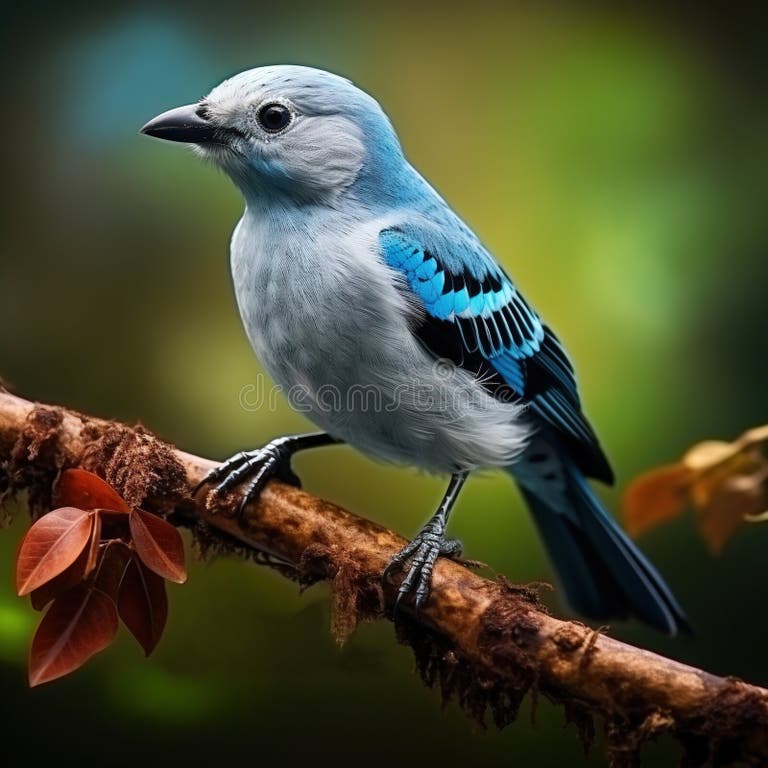 Blue Grey Tanager 01 Made with Generative AI Illustration Stock ...