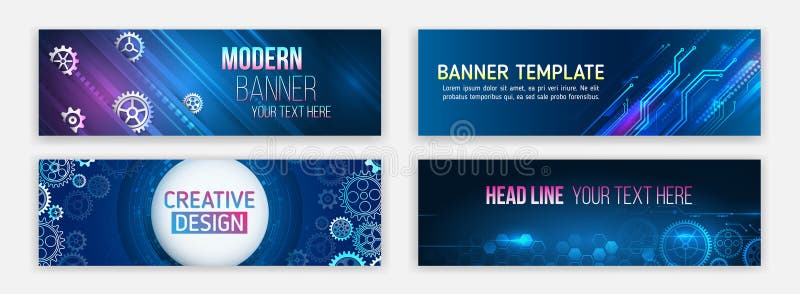 Blue and Grey Technology Cover. Modern Banner on the Theme of Data ...