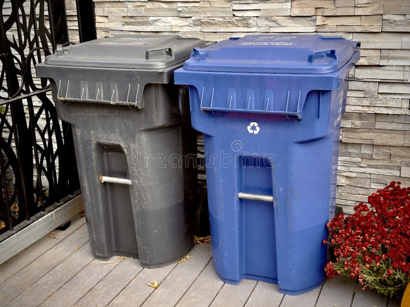 Garbage Bins for Waste Separation Near the House Stock Photo - Image of ...
