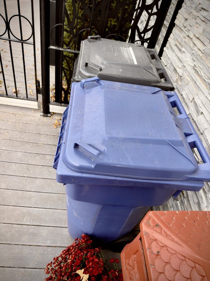 Garbage Bins for Waste Separation Near the House Stock Image - Image of ...