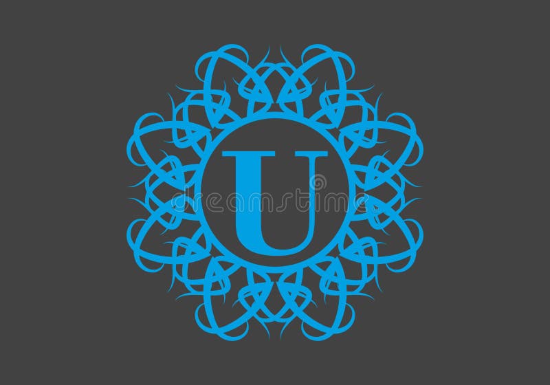 Blue Grey of U Initial Letter in Circle Frame Stock Vector ...
