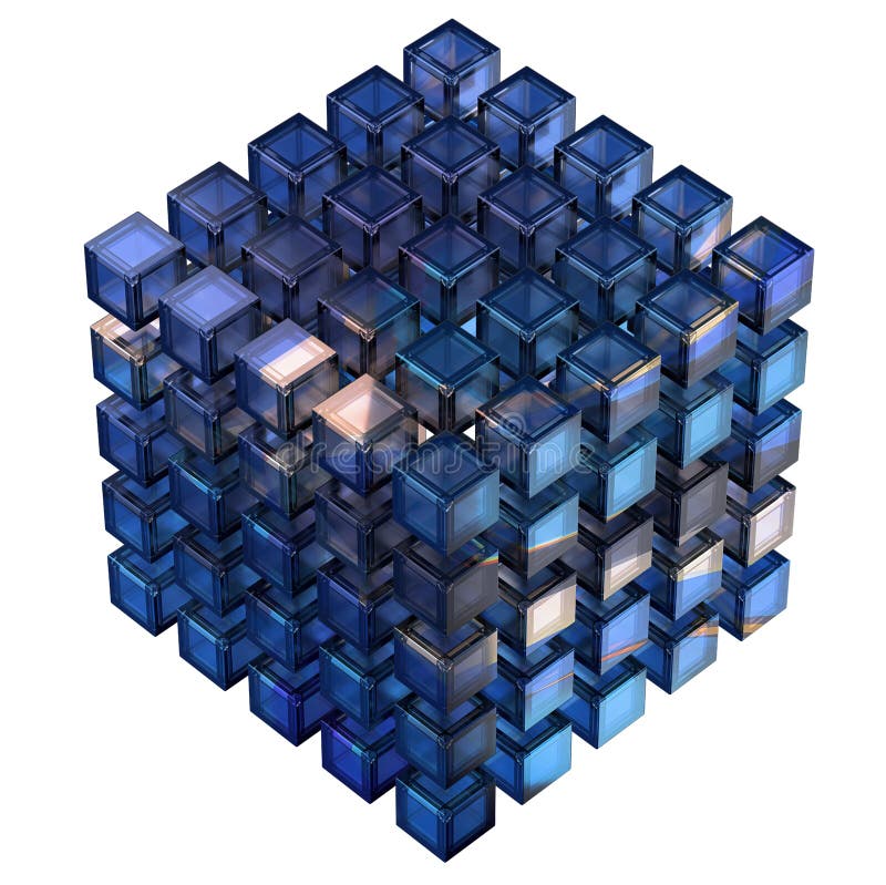 Blue Grid Aligned Glass Textured Cube Set Geometry Abstract, Dramatic ...