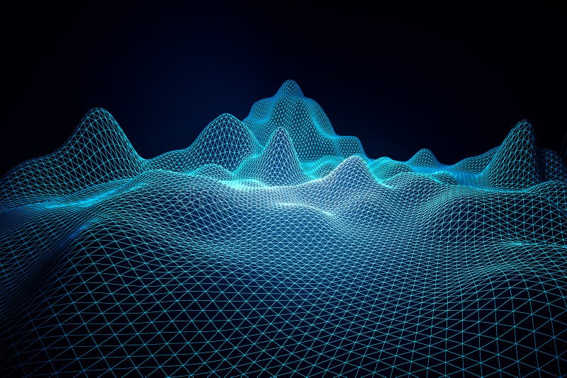 Blue grid waves stock illustration. Illustration of cyberspace - 80981704