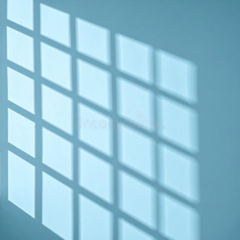 Blue Gridded Window Shadow on Light Blue Wall Stock Illustration ...