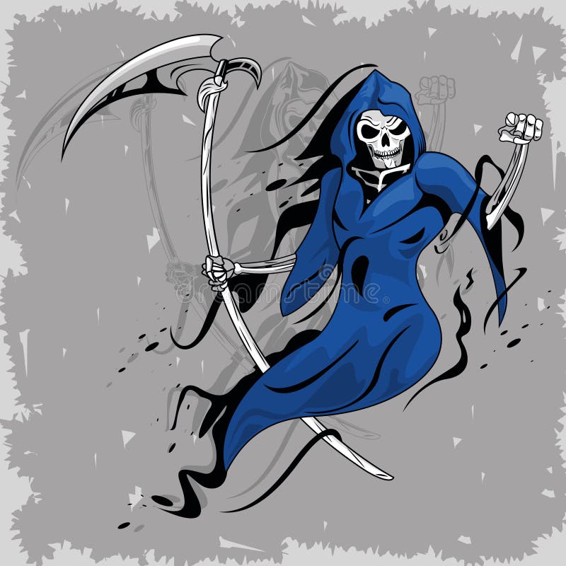 Blue grim reaper stock vector. Illustration of grim - 244840178