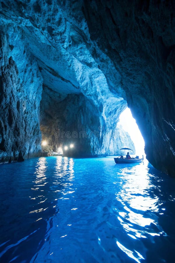 Capri Blue Grotto, Italy stock illustration. Illustration of nature ...