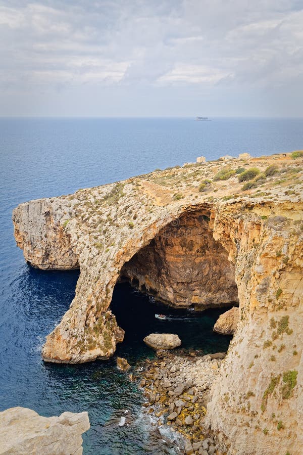 Blue Grotto, Il-Qrendi, Malta Stock Image - Image of horizon, eroded ...