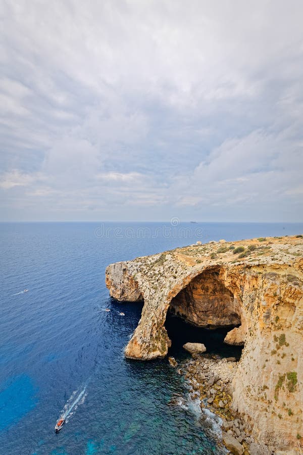 Blue Grotto, Il-Qrendi, Malta (wide Angle) Stock Image - Image of coast ...